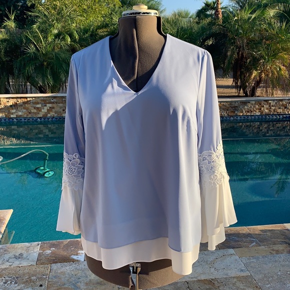 colleen Looez | Tops | Colleen Lopez Beautiful Sky Blue Blouse | Poshmark